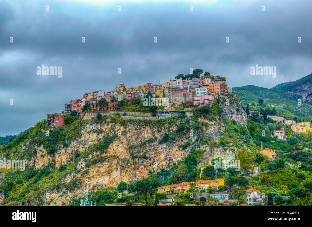 Aerial view of Castelmola village, Sicily, Italy Stock Photo - Alamy