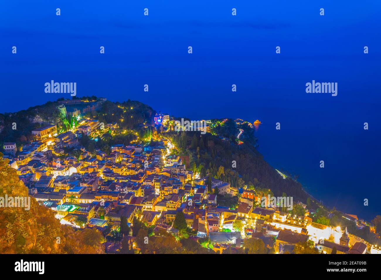 Night view of Taormina, Sicily, Italy Stock Photo - Alamy