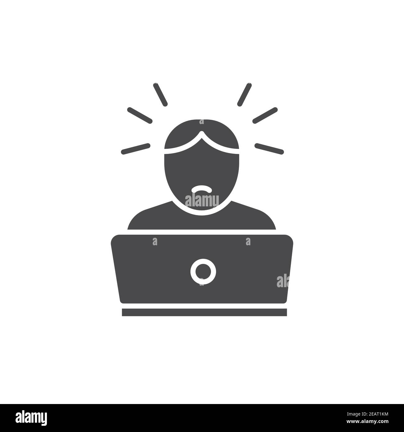 Computer addiction line color icon. Sign for web page, mobile app ...