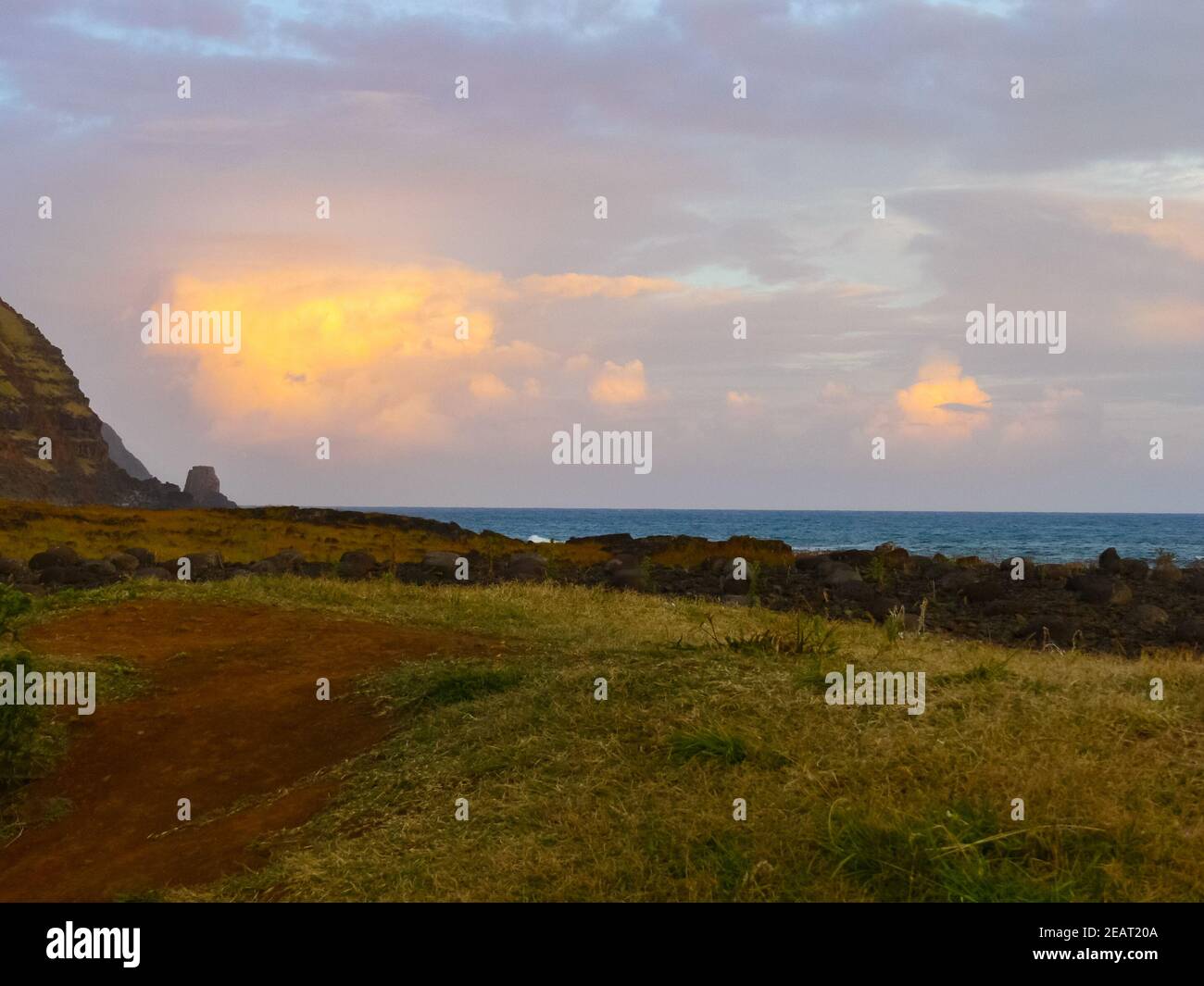 nature of Easter Island, landscape, vegetation and coast Stock Photo ...