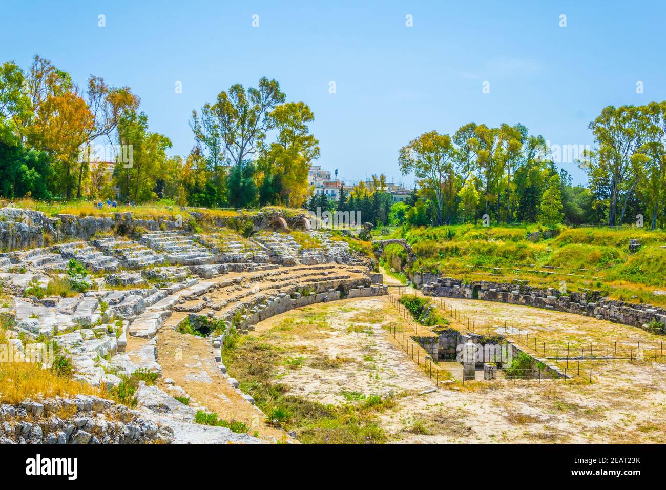 Ruins of the Roman Amphitheater in Syracuse, Sicily, Italy Stock Photo ...