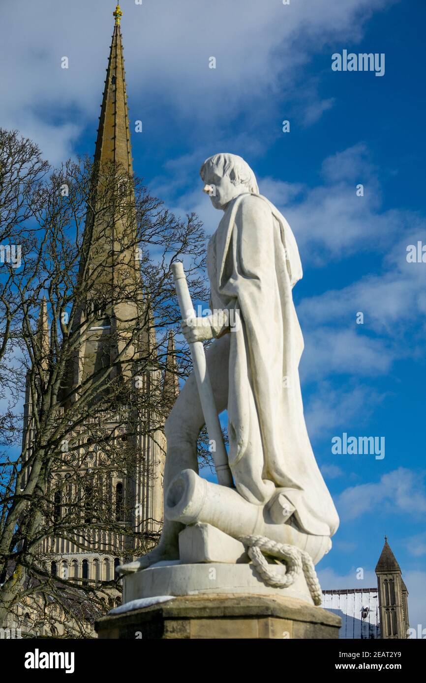 Admiral Lord Nelson Statue Norwich Cathedral Stock Photo - Alamy