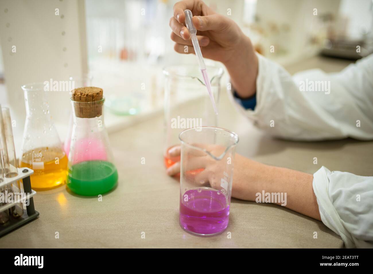 Hands doing research in a chemical laboratory Stock Photo - Alamy