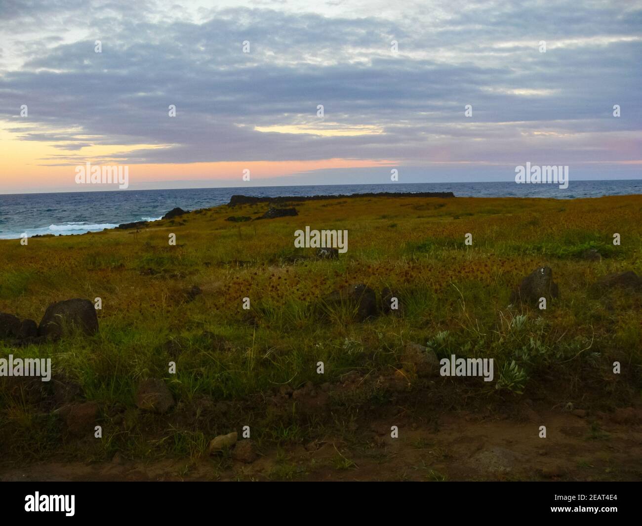 Sunset on Easter Island. The colors of sunset in ocean Stock Photo - Alamy