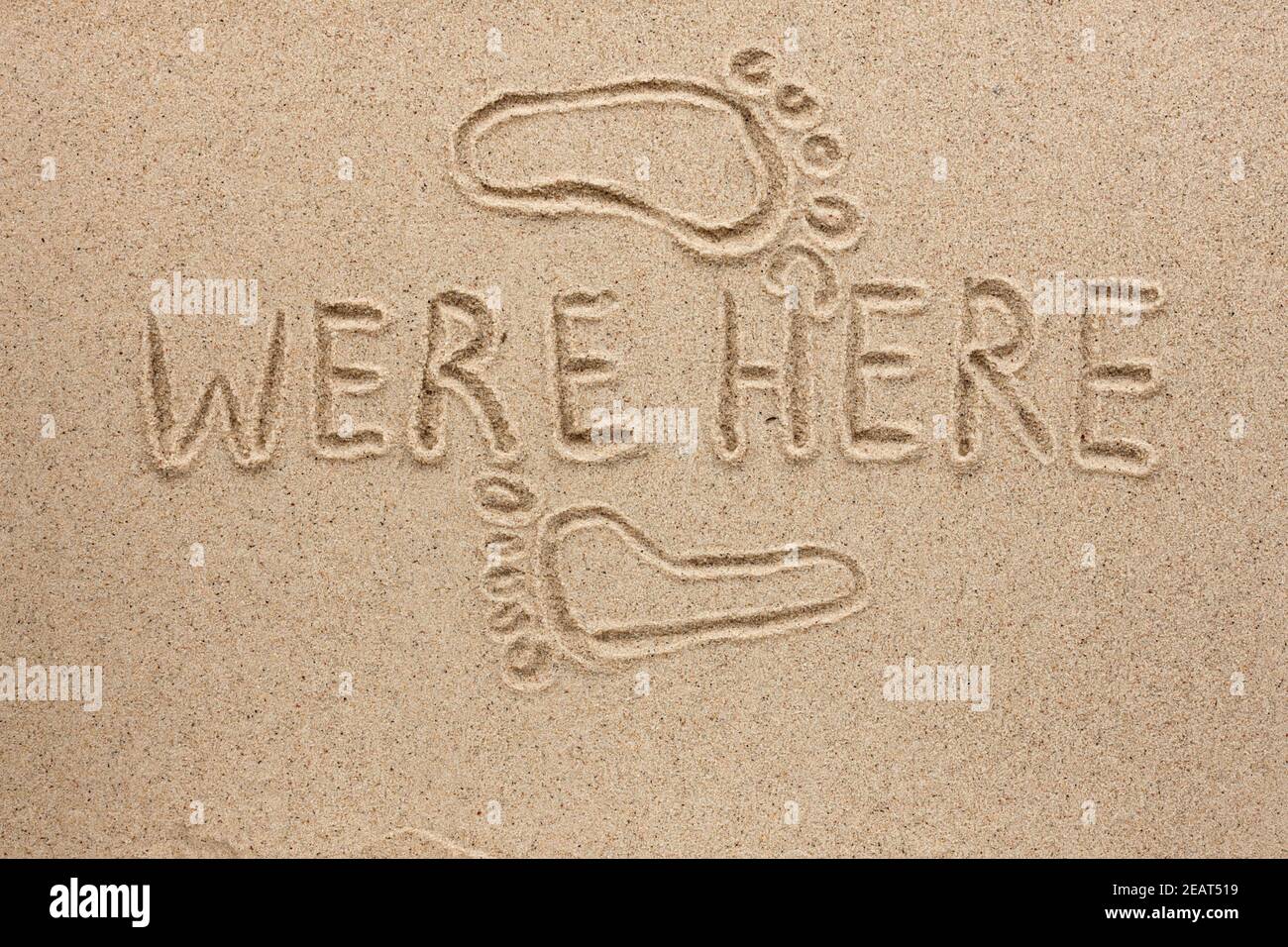The word were here written on the sand Stock Photo - Alamy