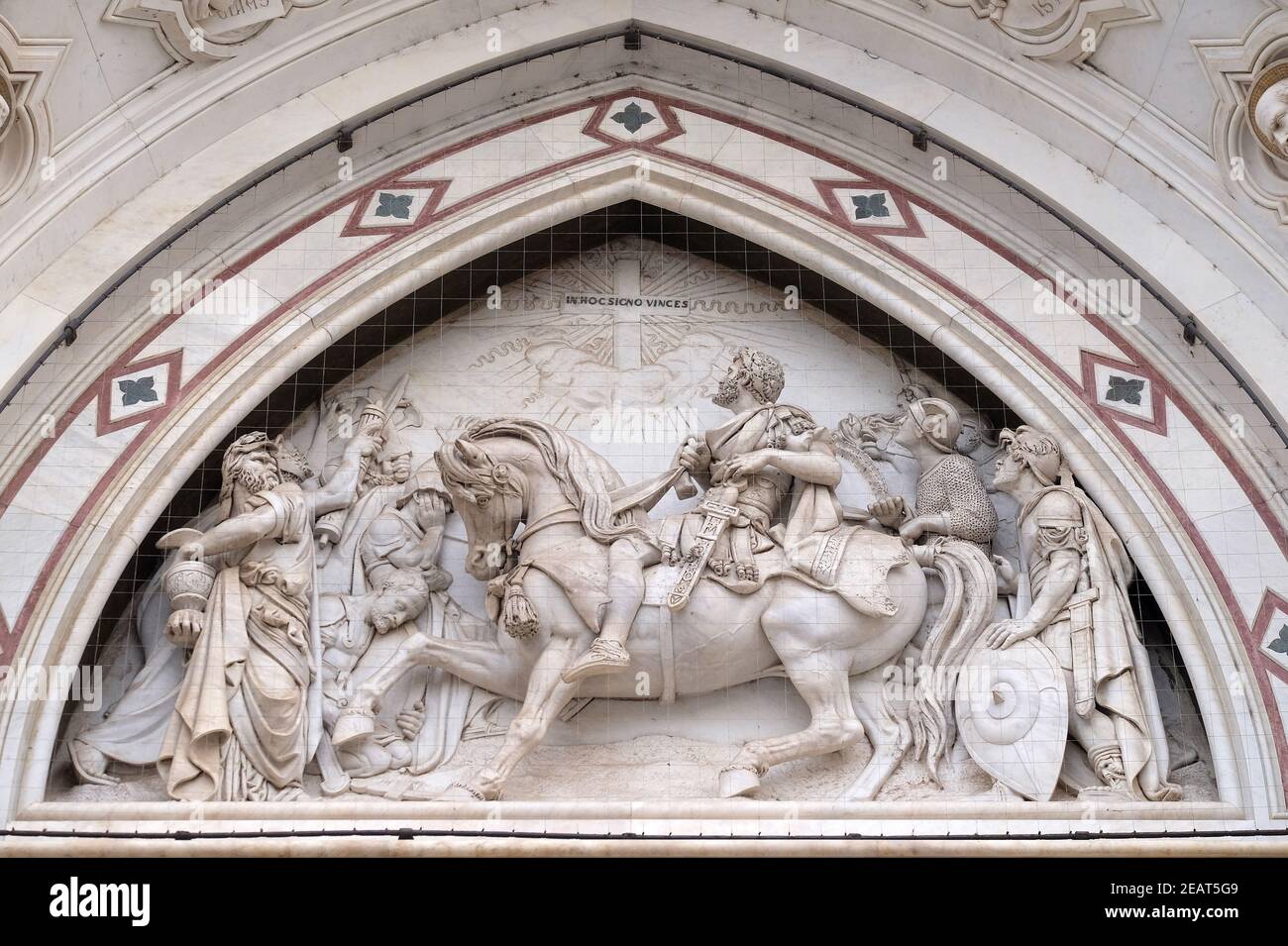 Sculpted lunette containing a scene depicting the Vision of Constantine ...