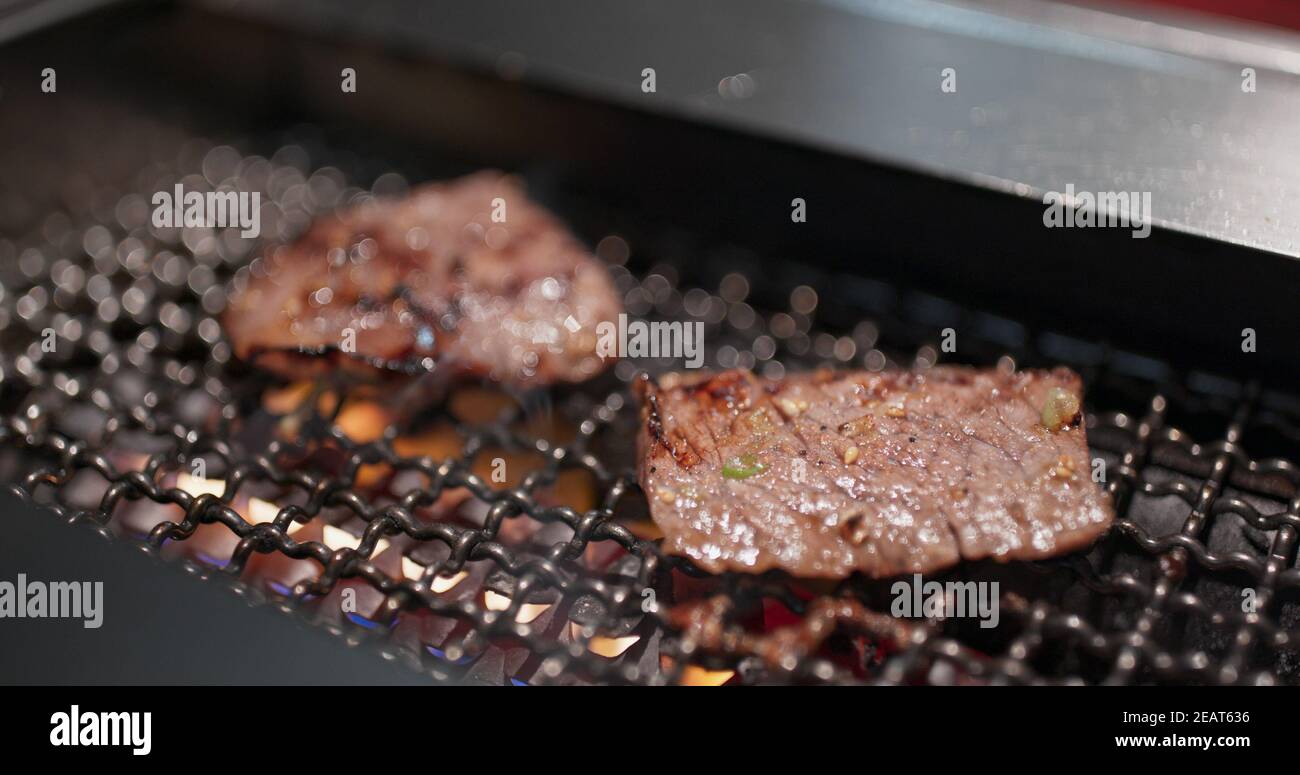 Japanese style meat barbecue at restaurant Stock Photo - Alamy
