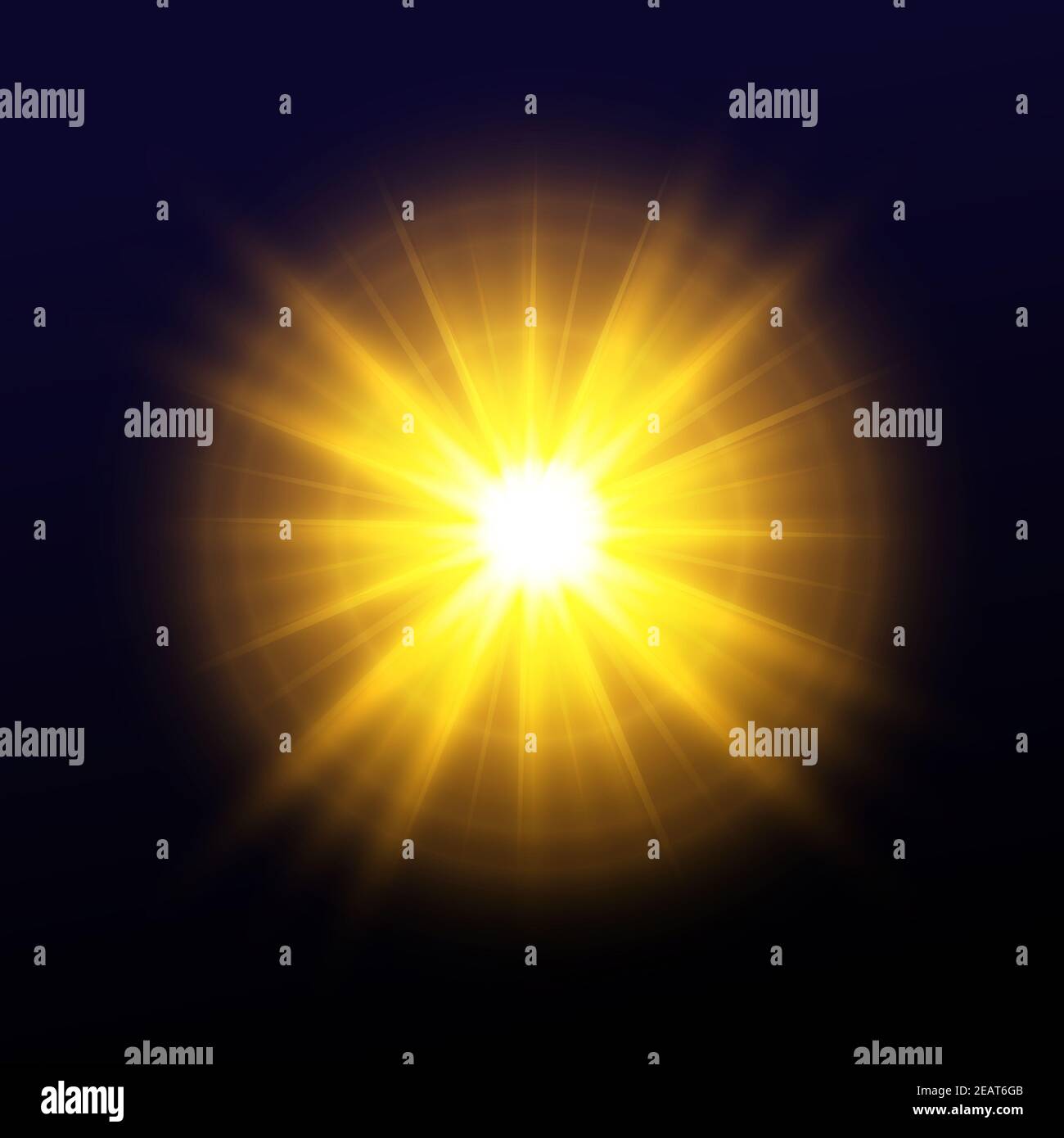 Bright sun on a black background - Illustration Stock Photo - Alamy