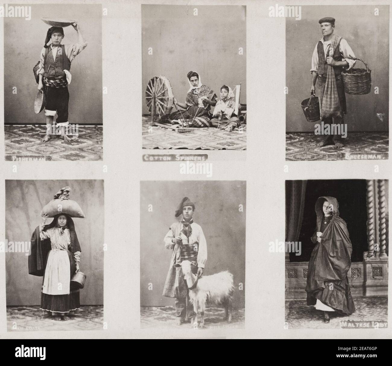 Late 19th century photograph: Portrtaits of people from Malta, Maltese ...