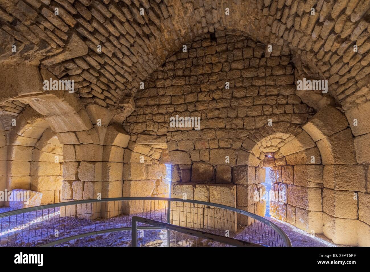 View of the interior of the southwest tower, with embrasures, in the ...