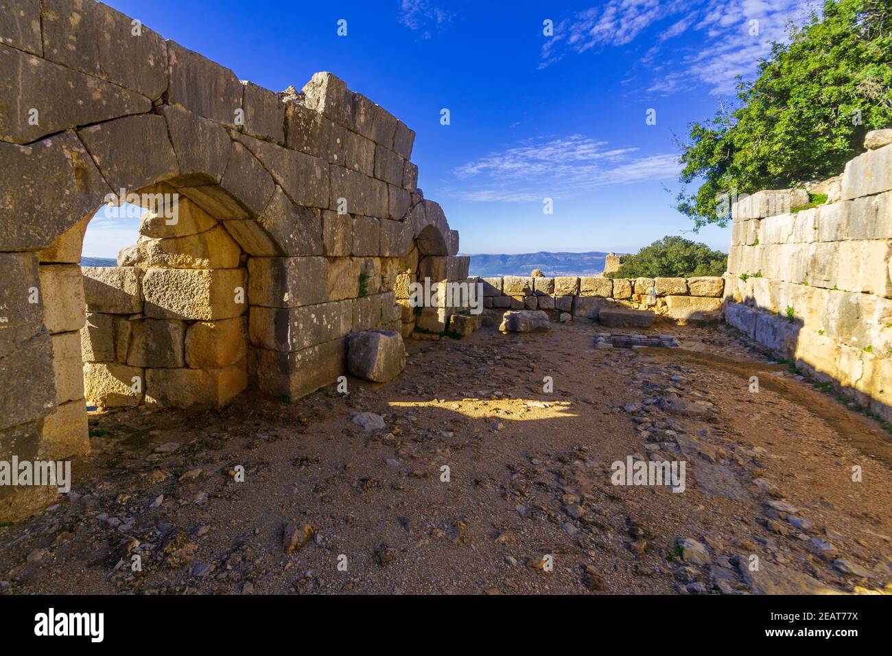 View of a guard tower, in the Medieval Nimrod Fortress, the Golan ...