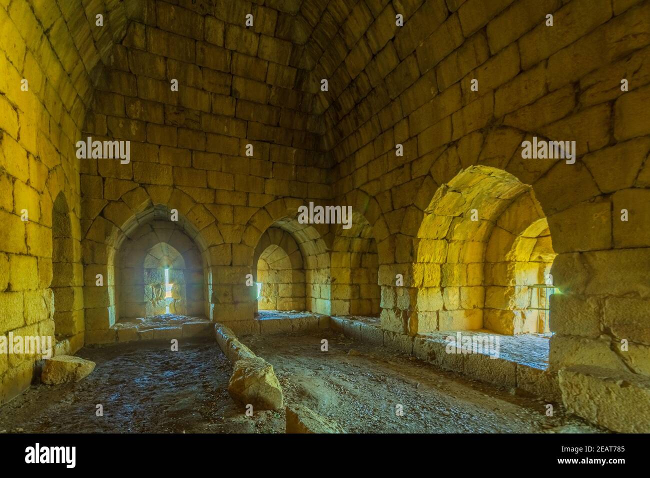 View of the interior of the prison northern tower, with embrasures, in ...