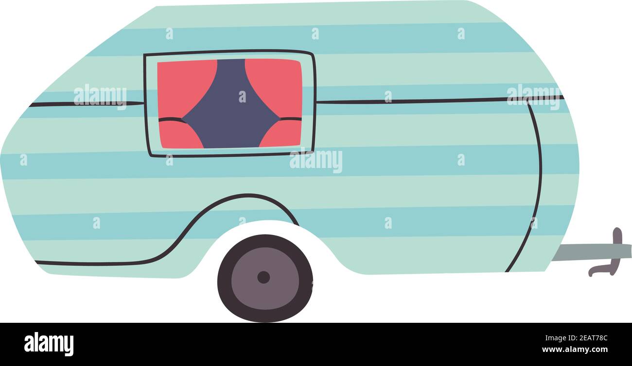 blue and striped camper trailer design of caravan trip camp adventure ...