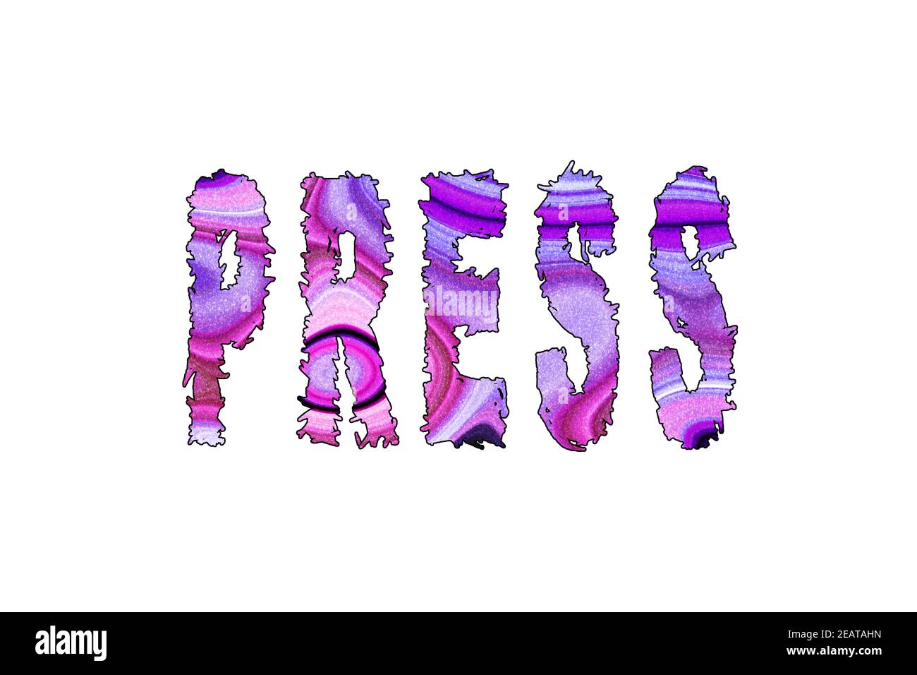 Press word, Banner, Poster and Sticker, with clipping path Stock Photo ...