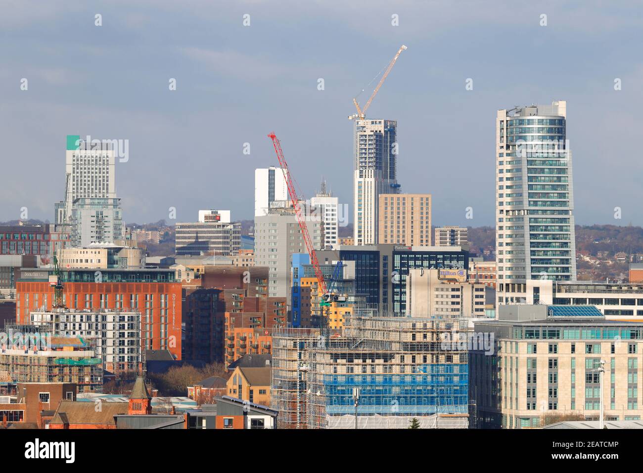 Leeds City Skyline with the 3 tallest buildings, Sky Plaza 103m (left ...