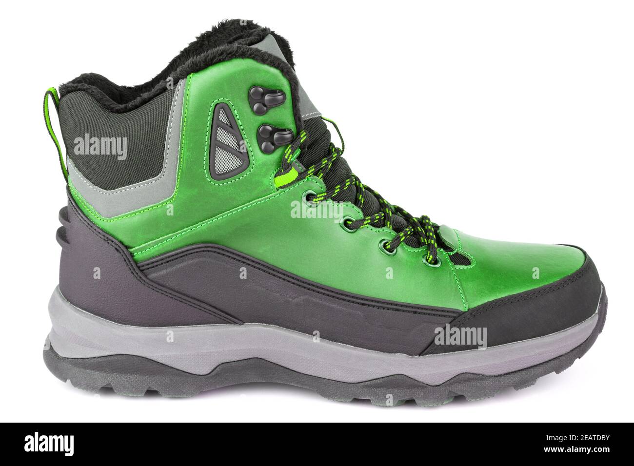 green insulated winter warm three quarter sneaker or boot isolated on ...