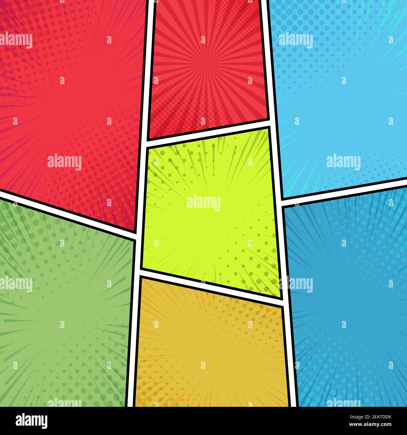Compilation of colorful backgrounds comic zoom Stock Photo - Alamy