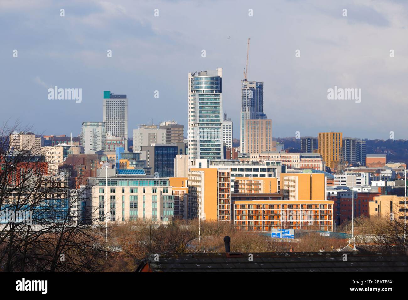 Leeds City Skyline with the 3 tallest buildings, Sky Plaza 103m (left ...
