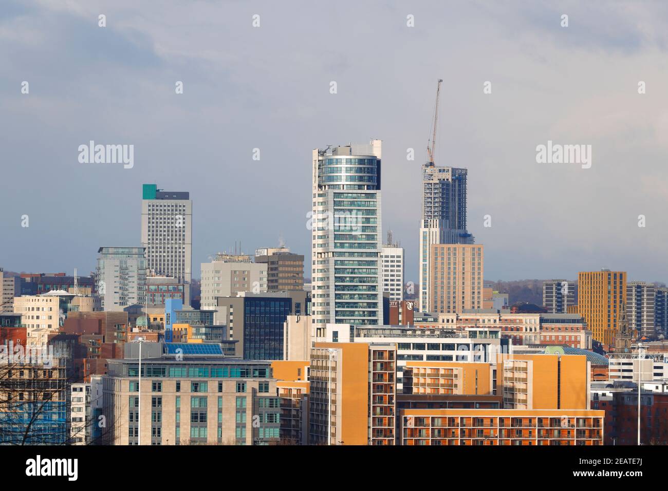 Leeds City Skyline with the 3 tallest buildings, Sky Plaza 103m (left ...