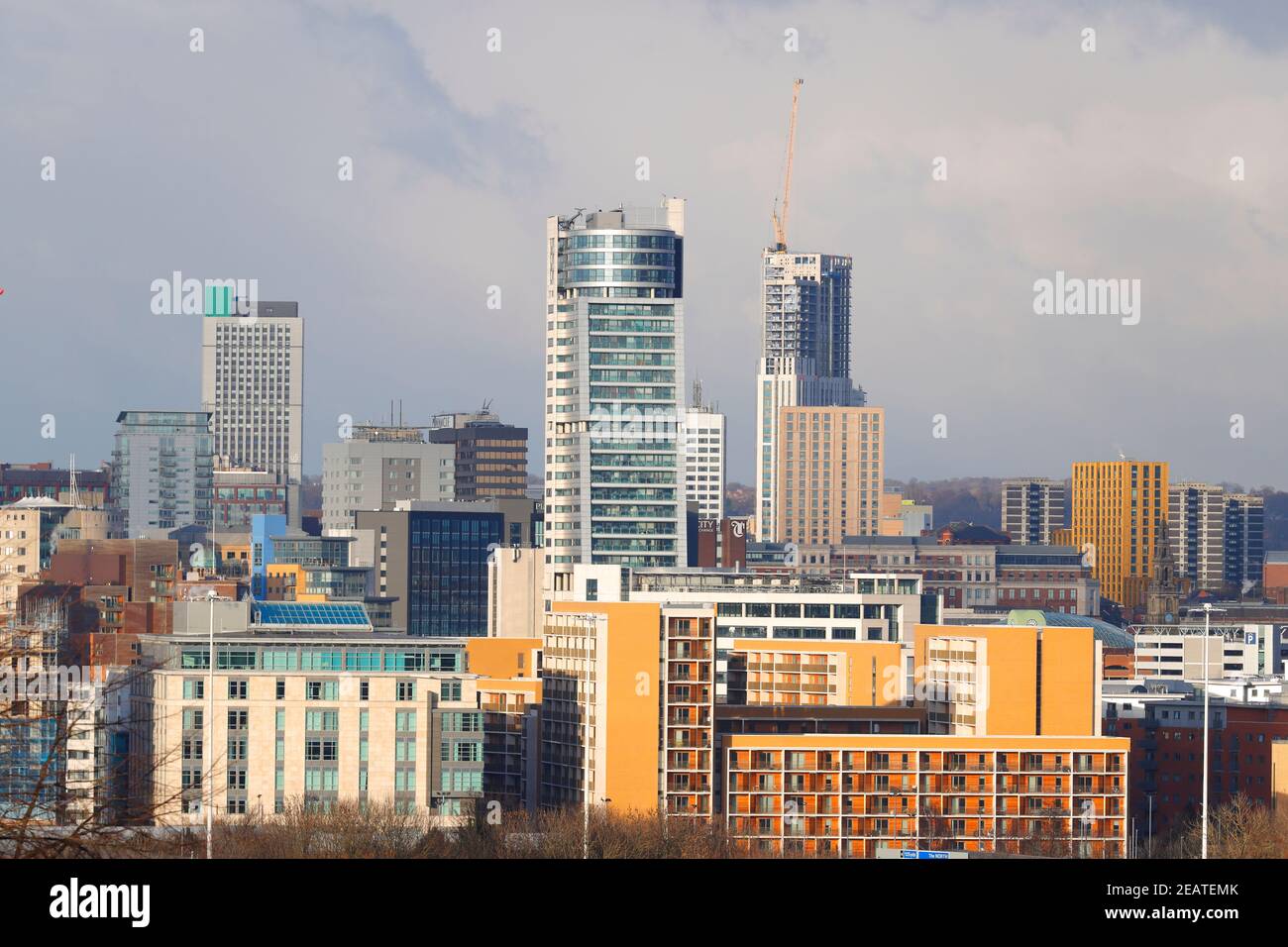 Leeds City Skyline with the 3 tallest buildings, Sky Plaza 103m (left ...