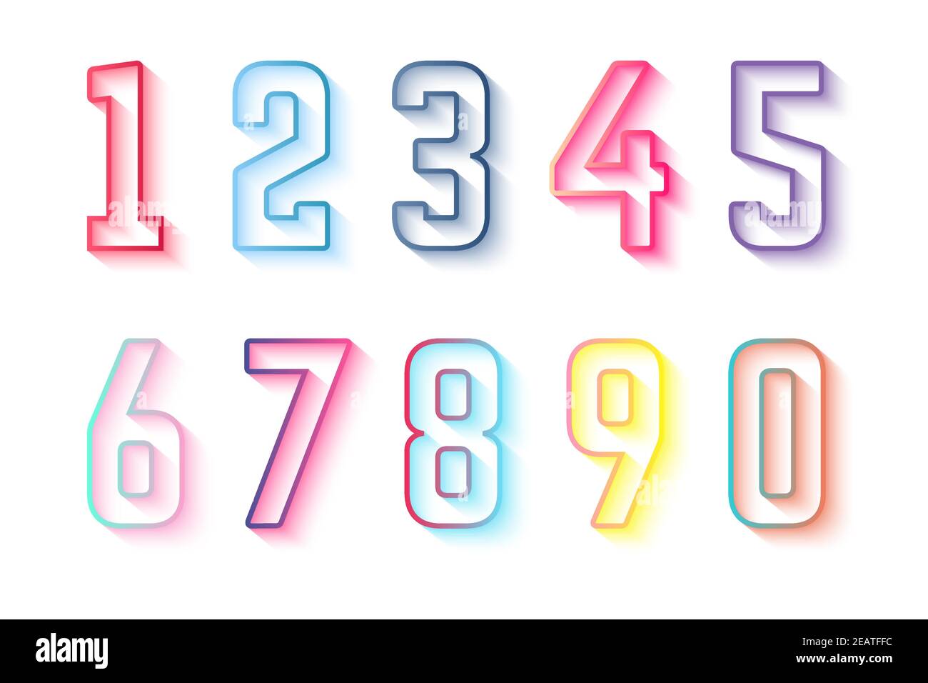 Colorful outline numbers collection 0 to 9 Stock Vector Image & Art - Alamy