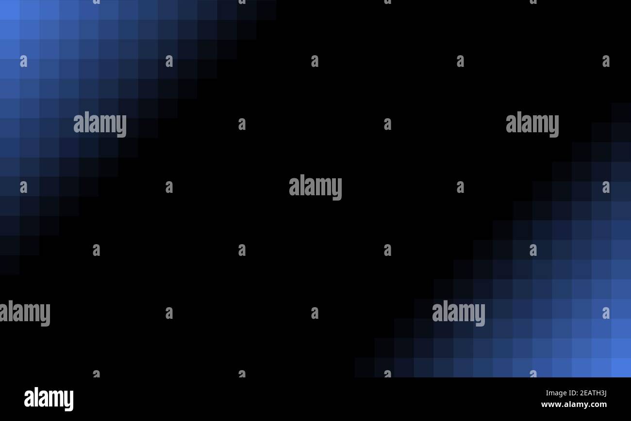 Blue pixel frame in the corners with black background Stock Photo - Alamy