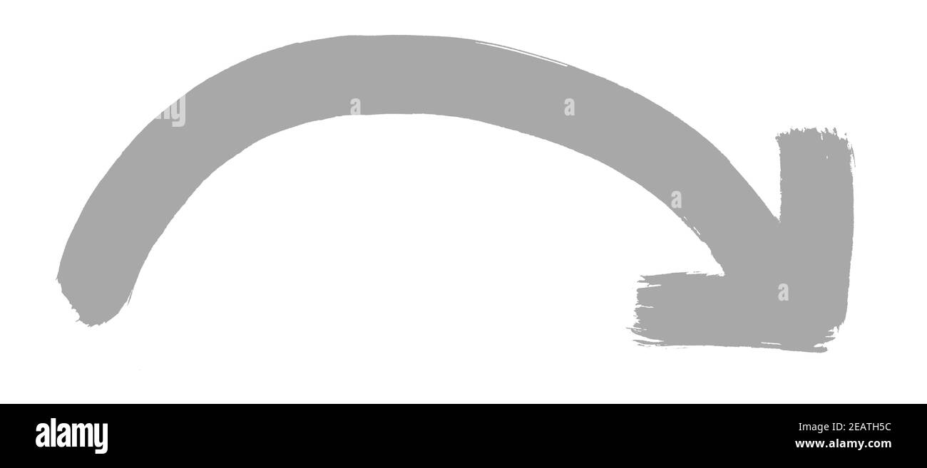 Grey arrow with curve - hand drawn with pencil Stock Photo - Alamy