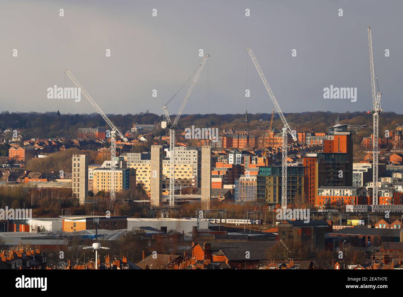 4 tower cranes working on Monk Bridge development in Leeds City Centre ...