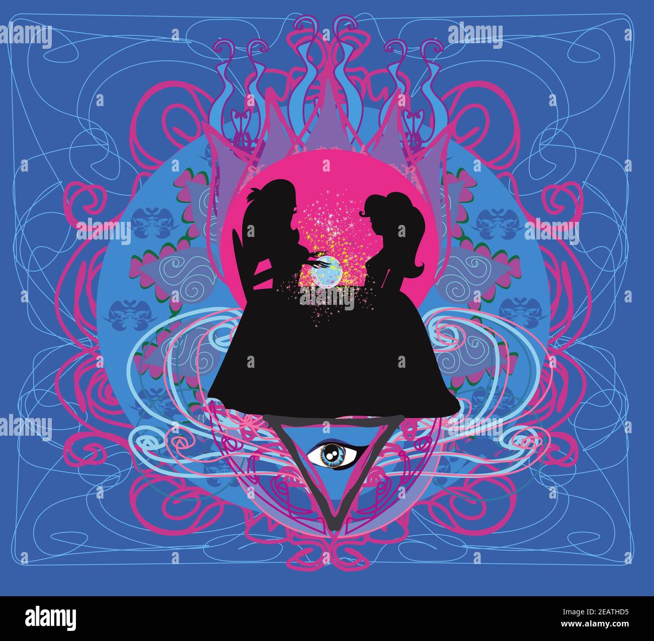 fortune teller woman reading future on magical crystal ball Stock Photo ...