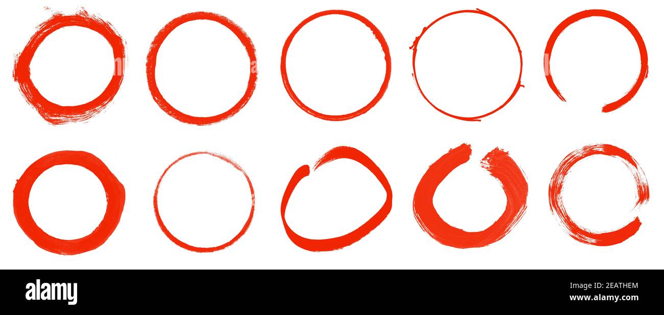 10 red hand painted empty circles Stock Photo - Alamy
