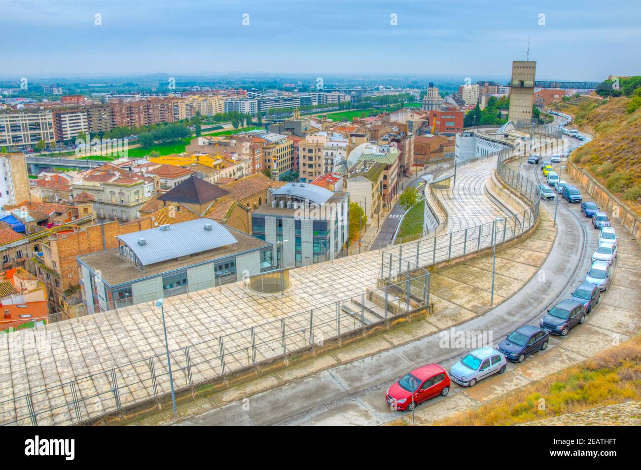 Aerial view of spanish city Lleida Stock Photo - Alamy