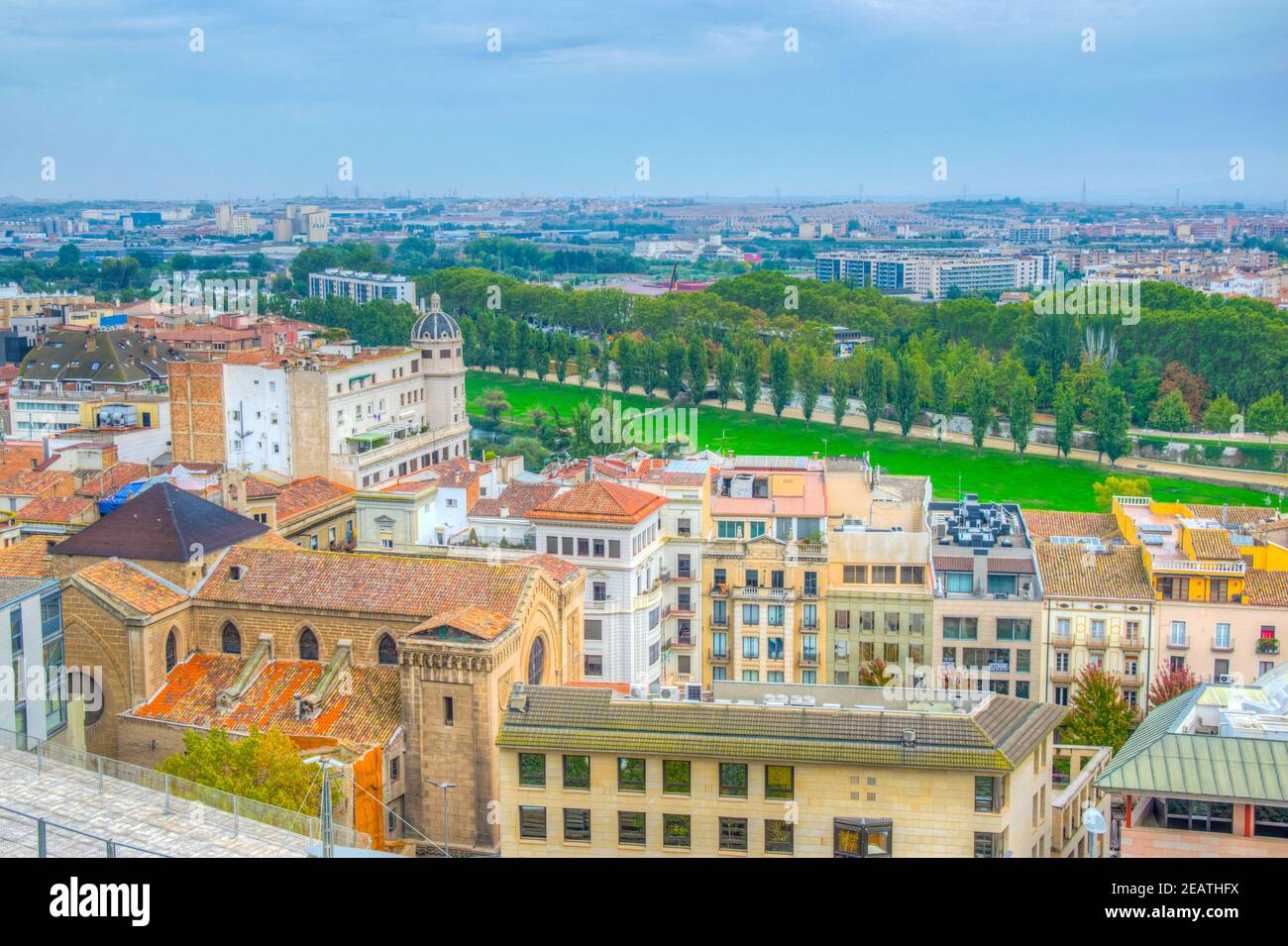 Aerial view of spanish city Lleida Stock Photo - Alamy