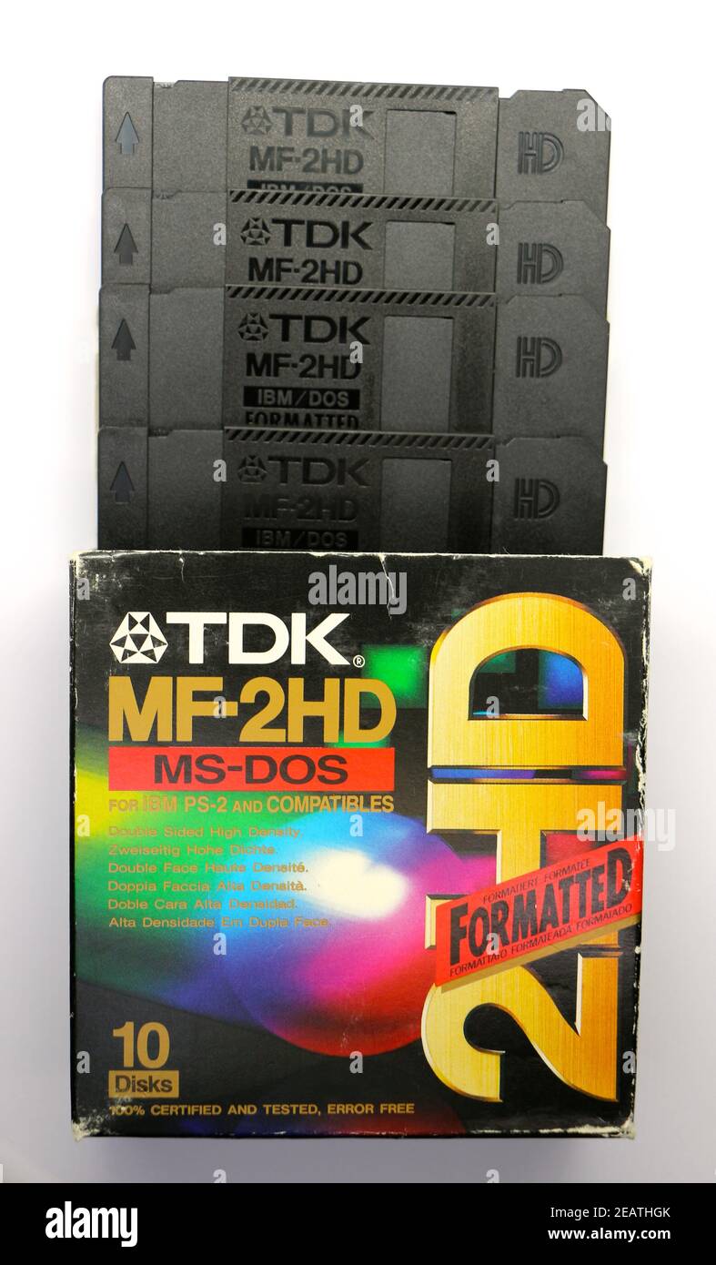 Photo of Old used TDK formatted HD micro floppy disks with the ...