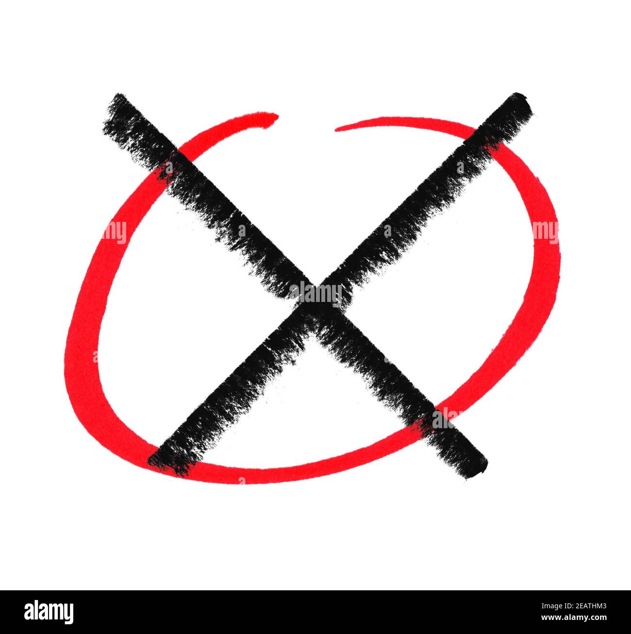 Hand painted election icon - Circle and cross Stock Photo - Alamy