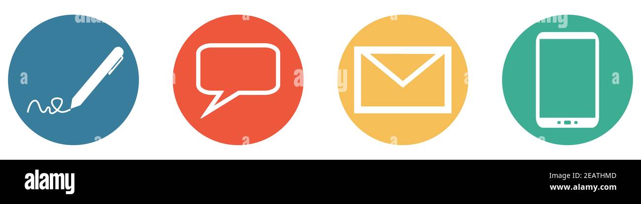 Colorful contact banner: Write a letter, talk to us, send an e-mail or ...