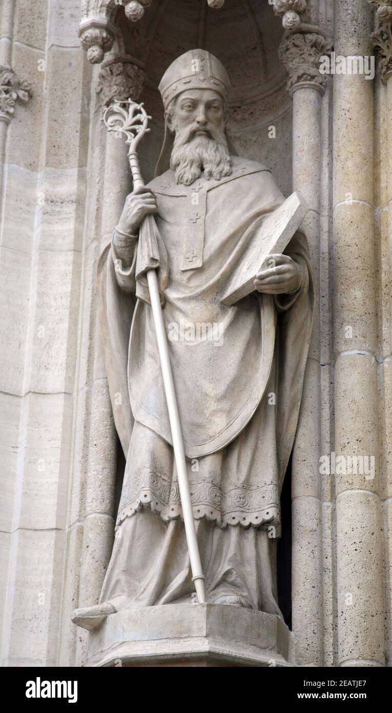 Statue of Saint Methodius on the portal of the cathedral dedicated to ...