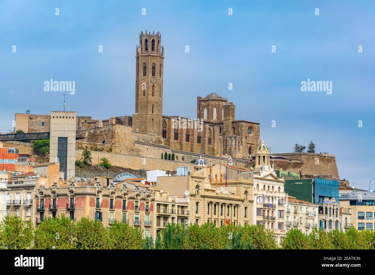 La Seu Vella cathedral erected over Lleida town in Spain Stock Photo ...
