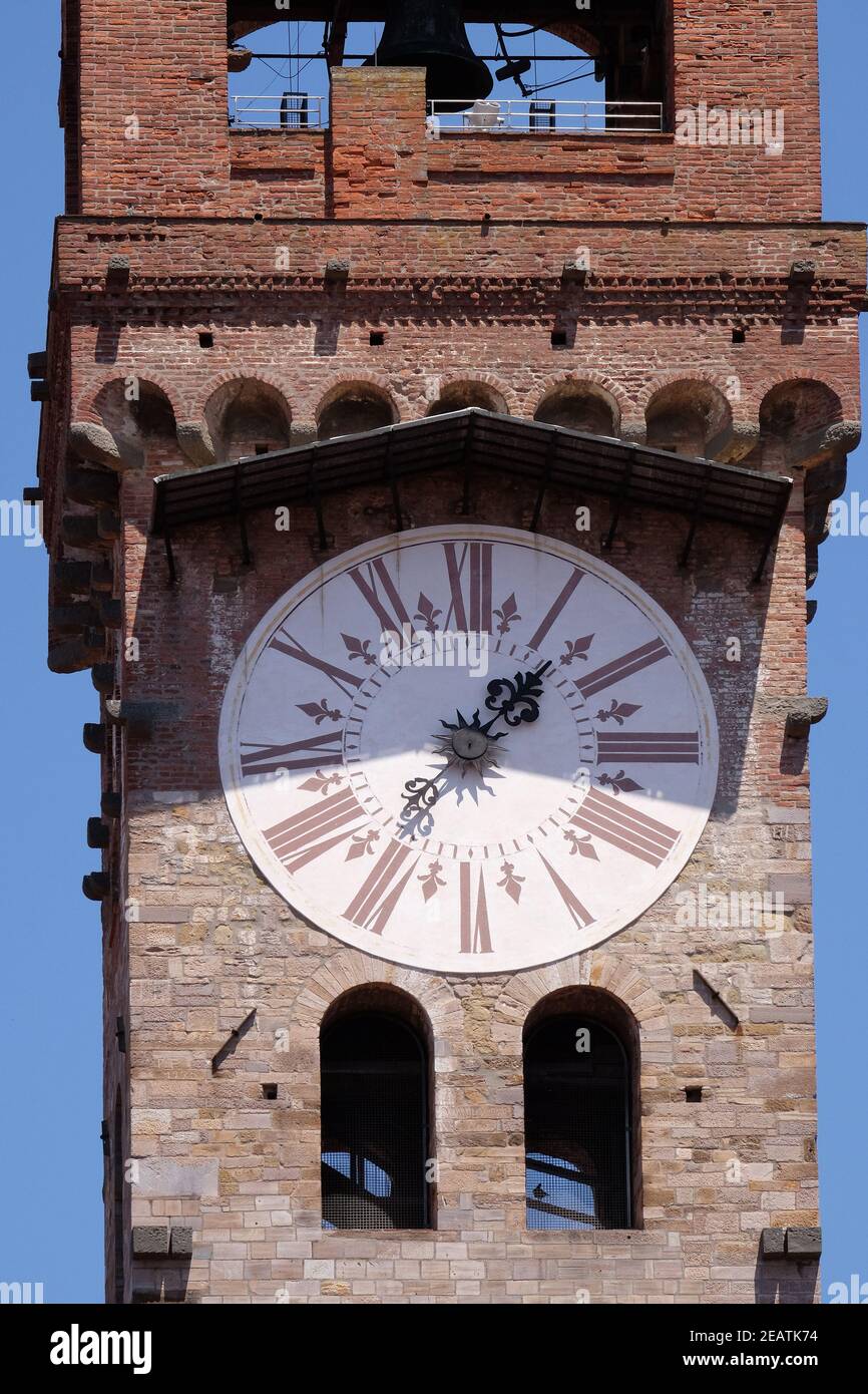 Torre dell'Orologio, Stone Bell Tower (Campanile) topped with brick ...