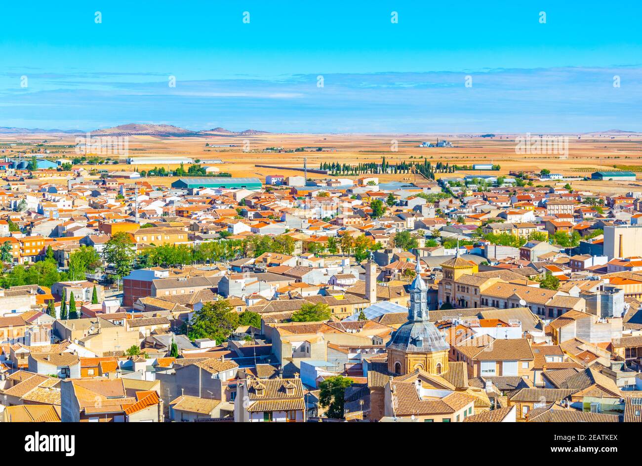 Aerial view of Consuegra, Spain Stock Photo - Alamy