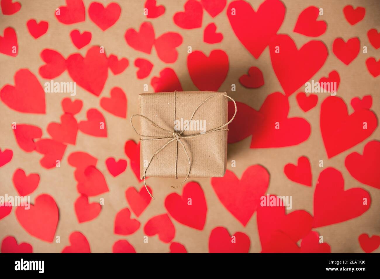 The red heart shape paper on brown hi-res stock photography and images ...