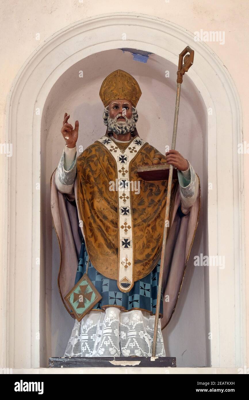St. Nicholas the patron of sailors, statue on the altar in the parish ...