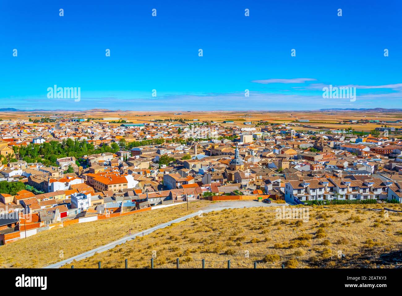Aerial view of Consuegra, Spain Stock Photo - Alamy