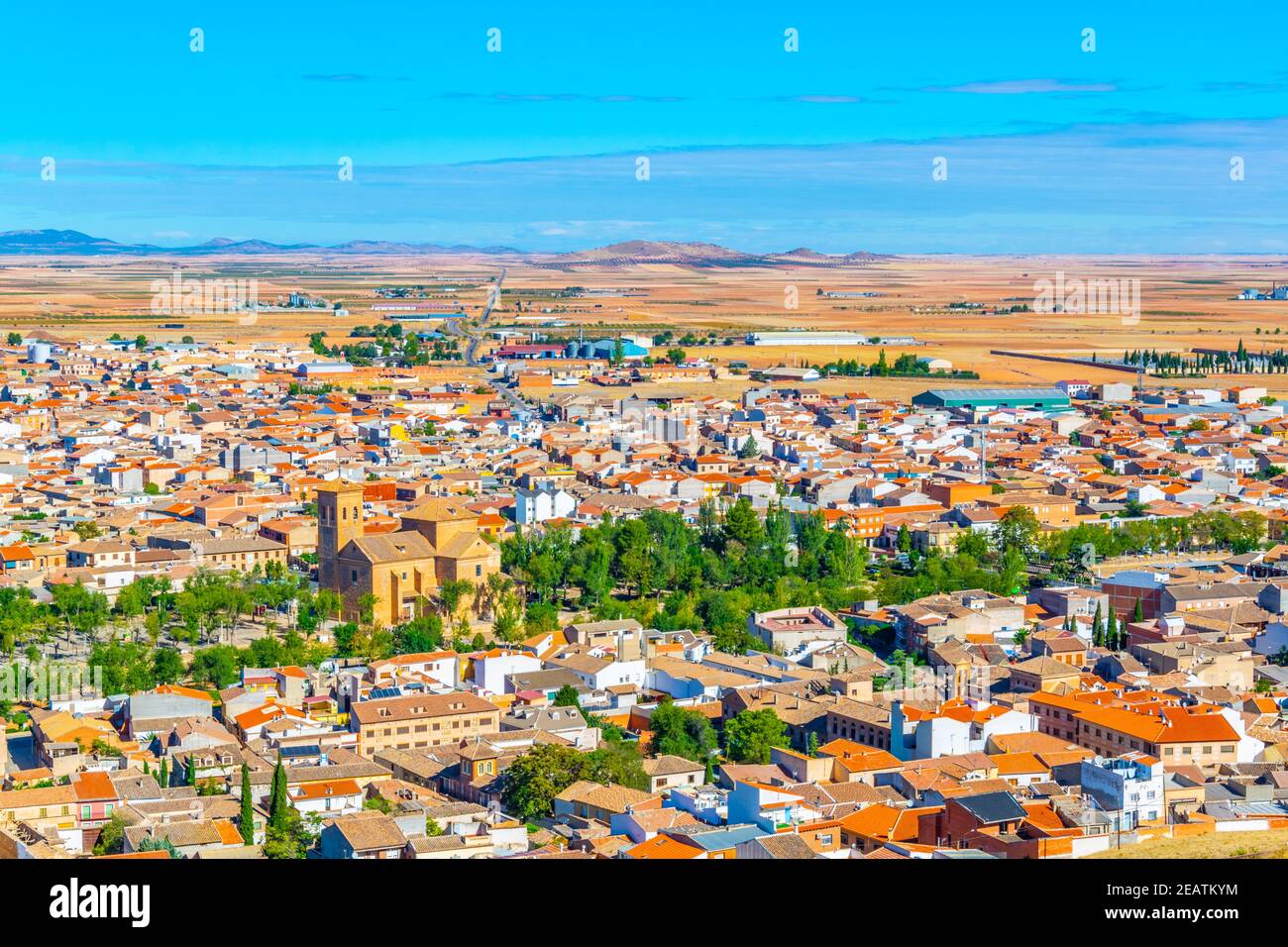 Aerial view of Consuegra, Spain Stock Photo - Alamy