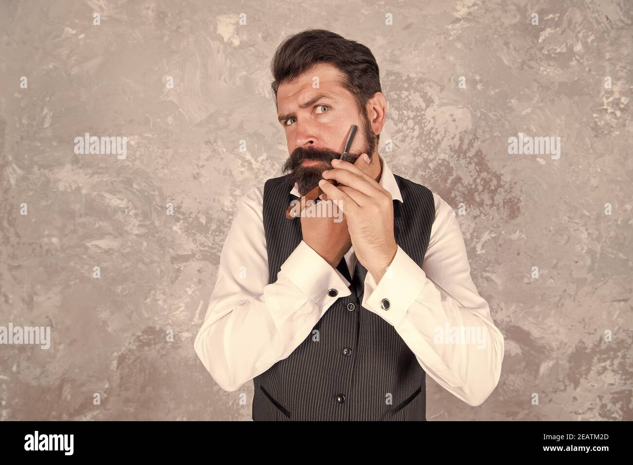 Professional equipment. Straight razor is razor with blade that can ...