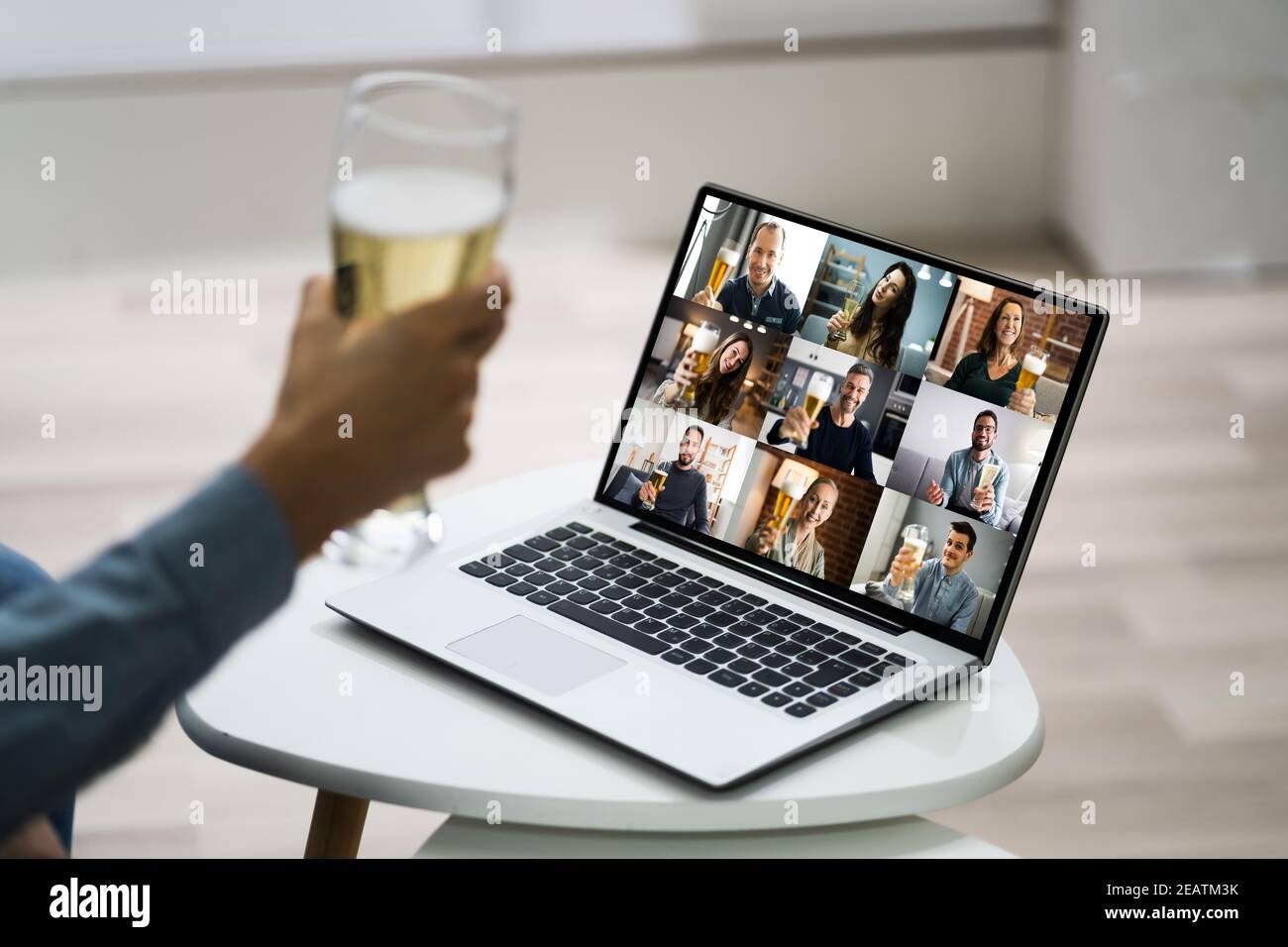 Online Virtual Beer Drinking Party Stock Photo - Alamy