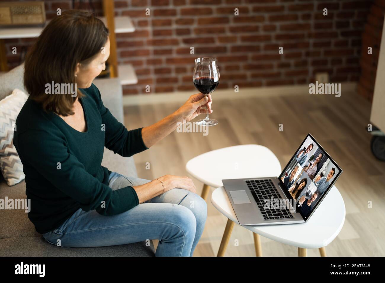 Virtual Wine Tasting Dinner Event Online Stock Photo - Alamy
