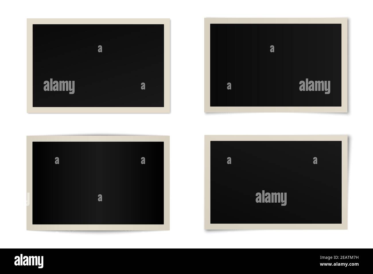 Vector set of curved photo frames with various shadows. Mock up of ...