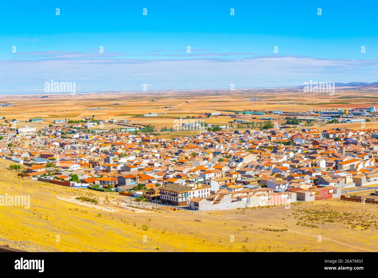 Aerial view of Consuegra, Spain Stock Photo - Alamy