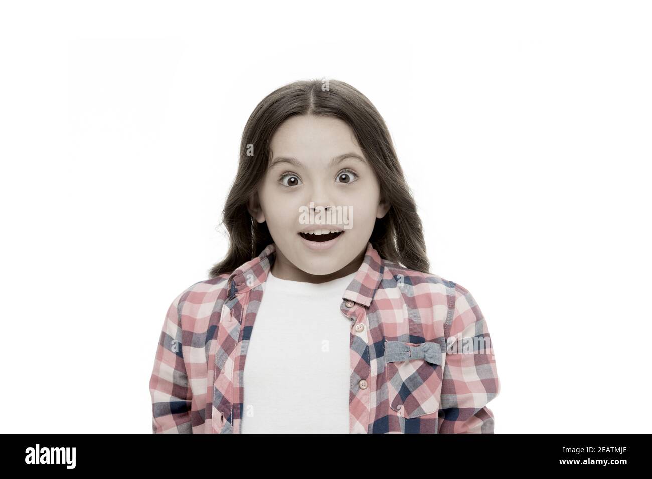 No way. Kid stunned overwhelmed emotion can not believe her eyes. Child ...