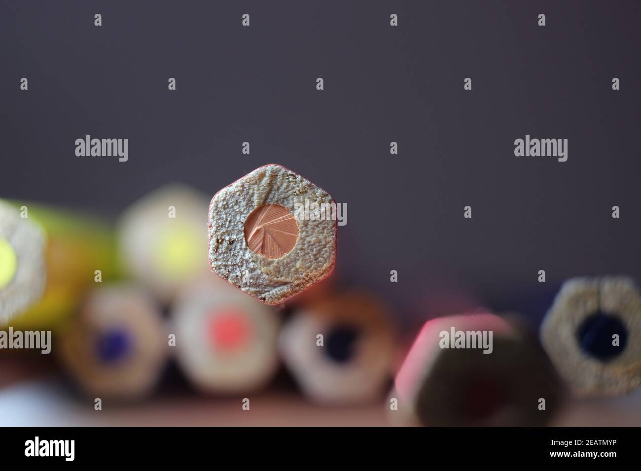 Multicolored pencils bottom macro view closeup background Stock Photo ...